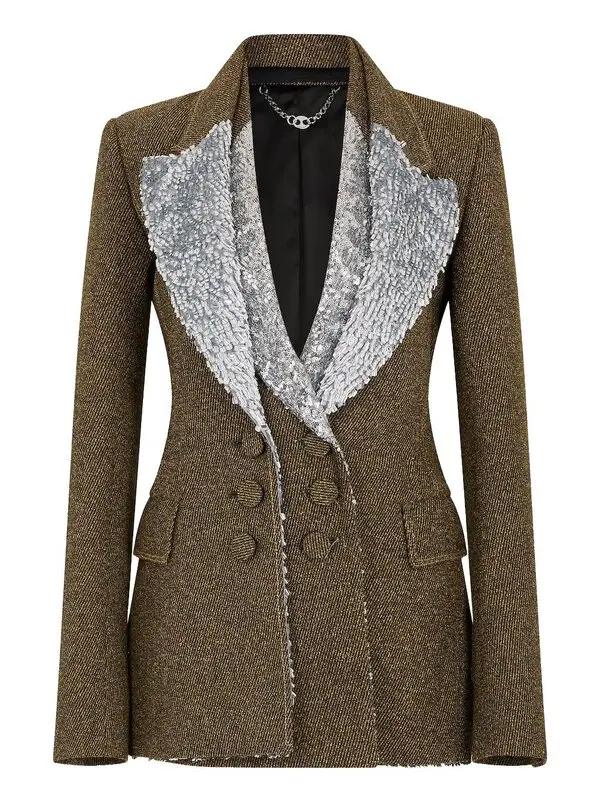 Rabanne Sequin-embellished Layered Blazer - Green