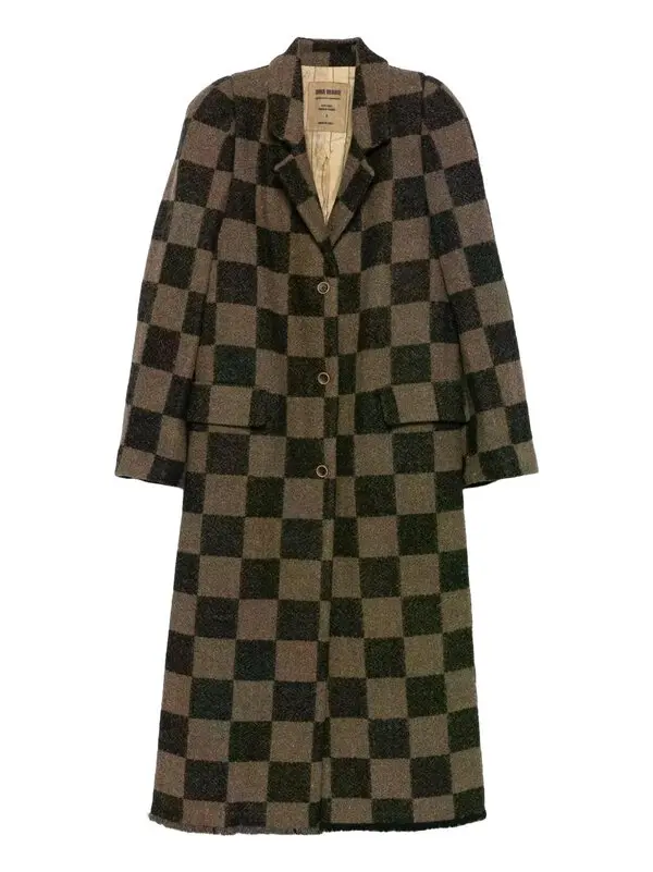 UMA WANG Checked Single-breasted Coat - Brown
