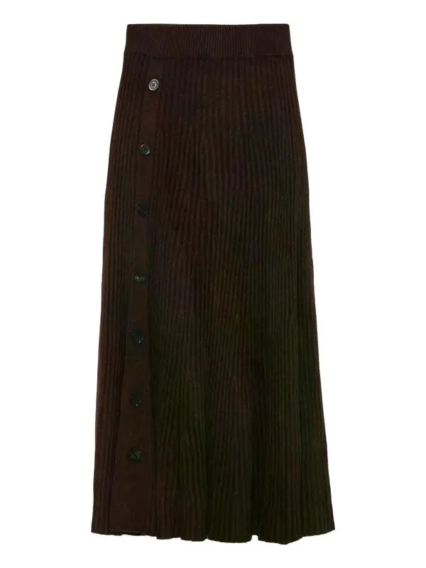 Eric Bompard Ribbed Flared Midi Skirt - Brown