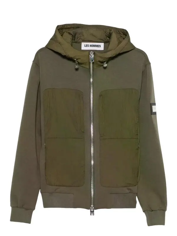 LES HOMMES Zip-up Hooded Jacket - Green