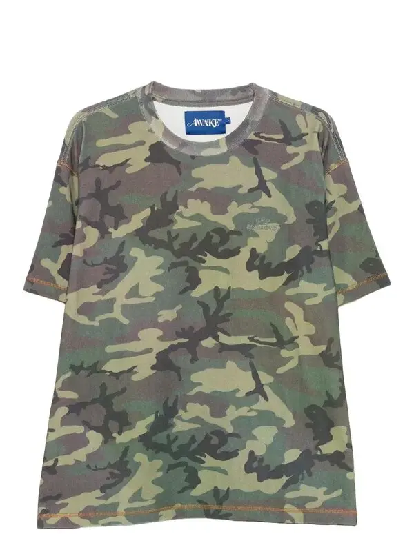 AWAKE NY Camouflage-print Double-sleeve T-shirt - Green