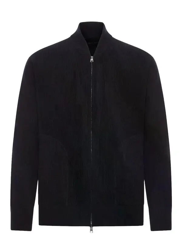 ROBERTO COLLINA Zip-up Ribbed Wool Cardigan - Black