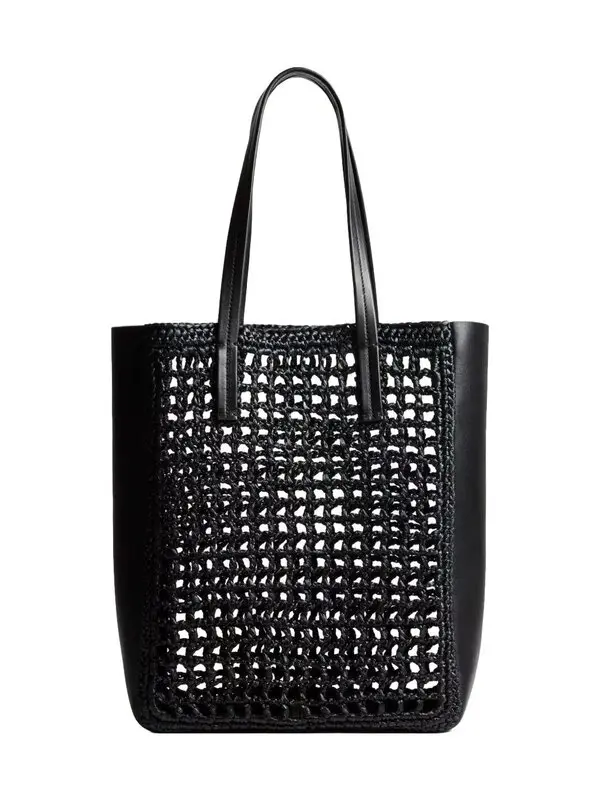 Khaite Small Zoe Woven-panel Tote Bag - Black