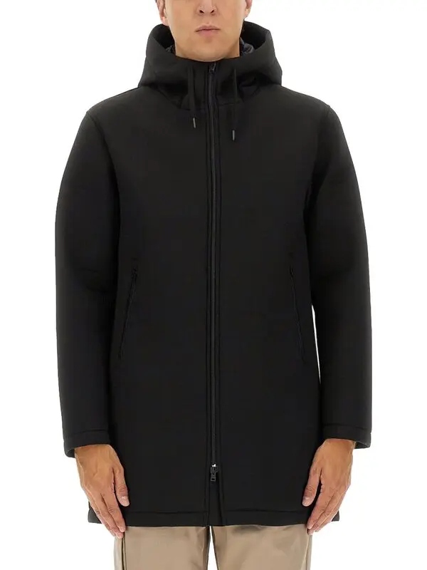 Herno Long Parka In Three-layer Scuba - Black