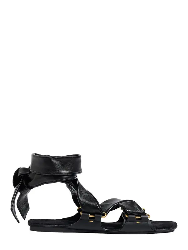 Khaite Boden Leather Sandals - Black