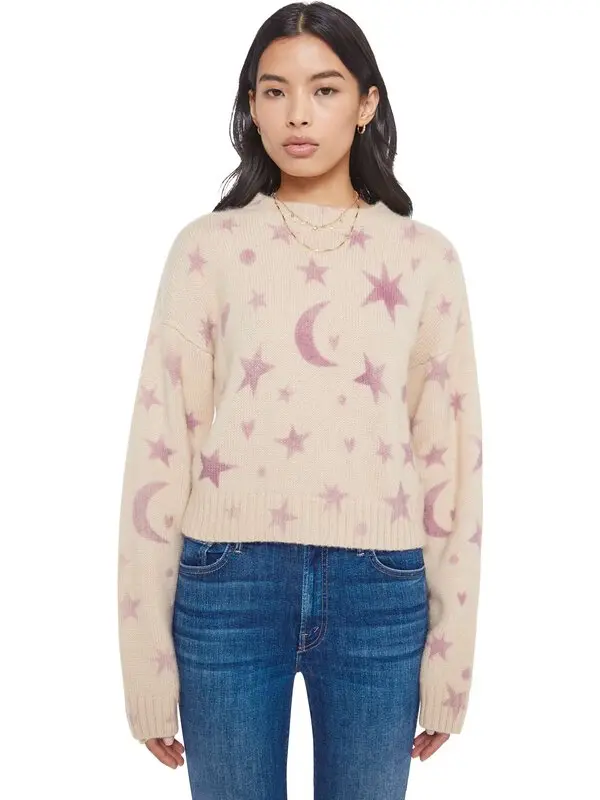 MOTHER Crewneck Sweater With Celestial Print - Pink