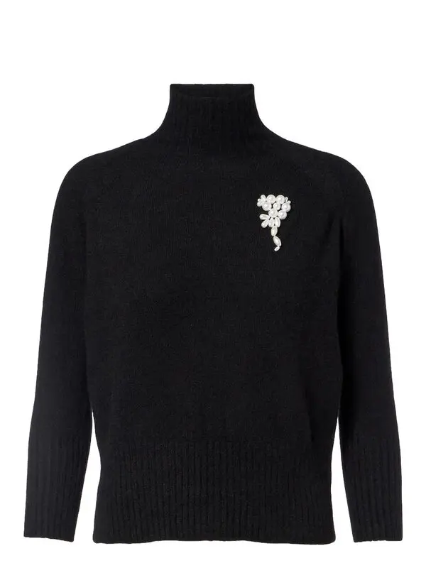 Simone Rocha Embellished Cashmere Turtleneck Sweater - Black