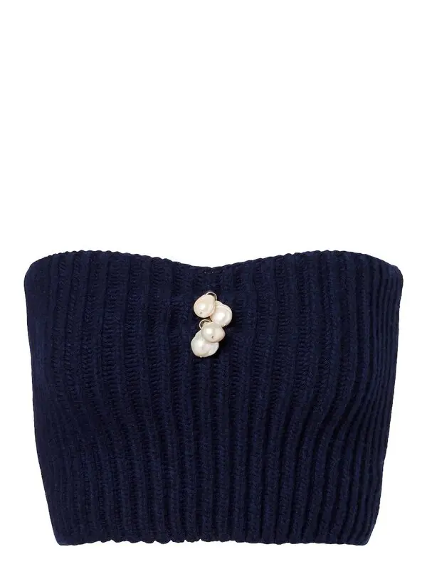 Prada Embellished Wool And Cashmere Crop Top - Blue