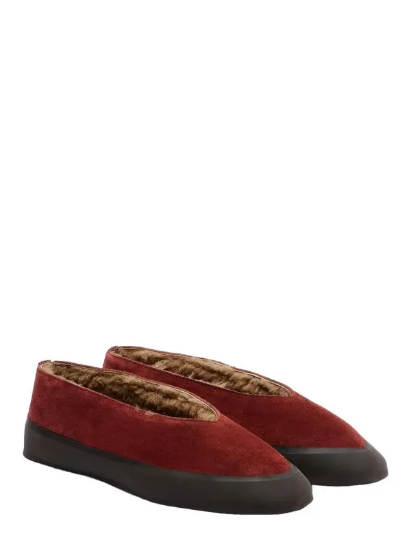 Le Monde Beryl Apres Ski Shearling-lined Suede Flats - Burgundy