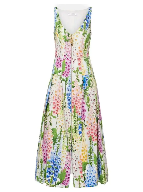 Oscar De La Renta Floral Poplin Cocktail Dress - Multicoloured