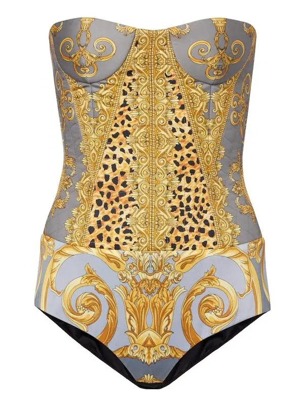 Versace Printed Cotton Corset Bodysuit - Multicoloured