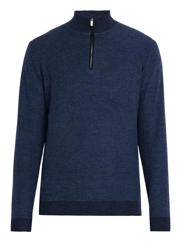 Peter Millar West Merino Wool Quarter-zip Sweater - Blue Abyss