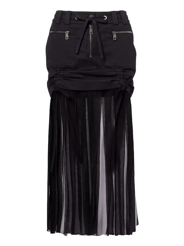 Dolce & Gabbana Silk And Cotton Midi Skirt - Black
