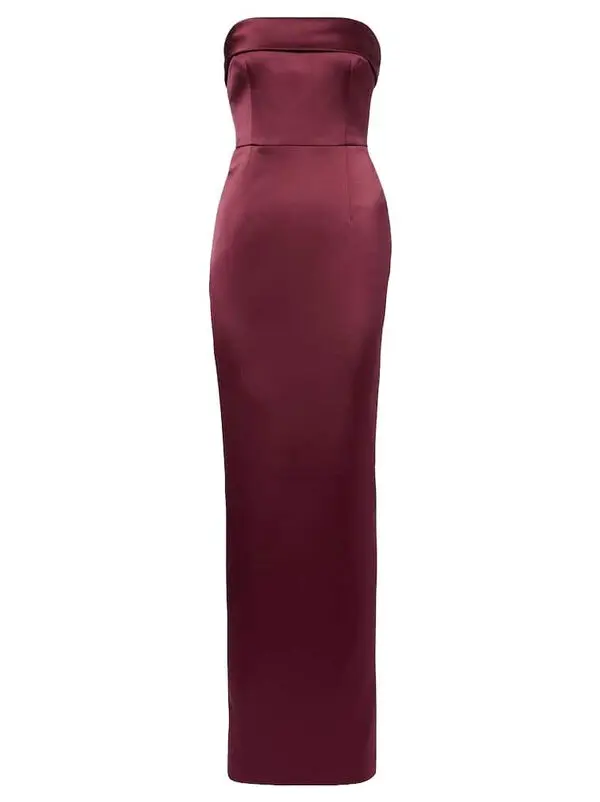 THE NEW ARRIVALS ILKYAZ OZEL Rhea Satin Gown - Burgundy