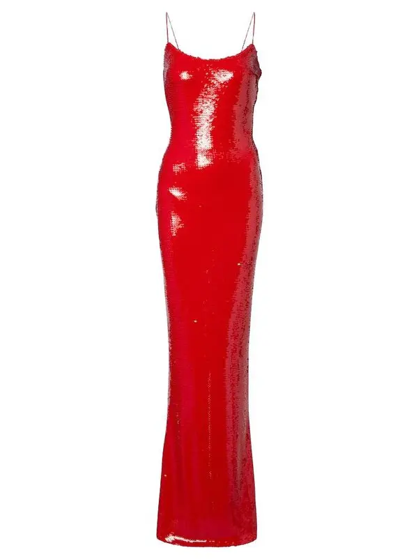 THE NEW ARRIVALS ILKYAZ OZEL Sequined Gown - Red