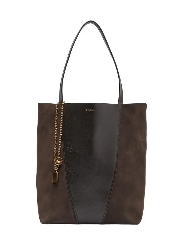 Chloé Spin Leather And Suede Tote Bag - Brown