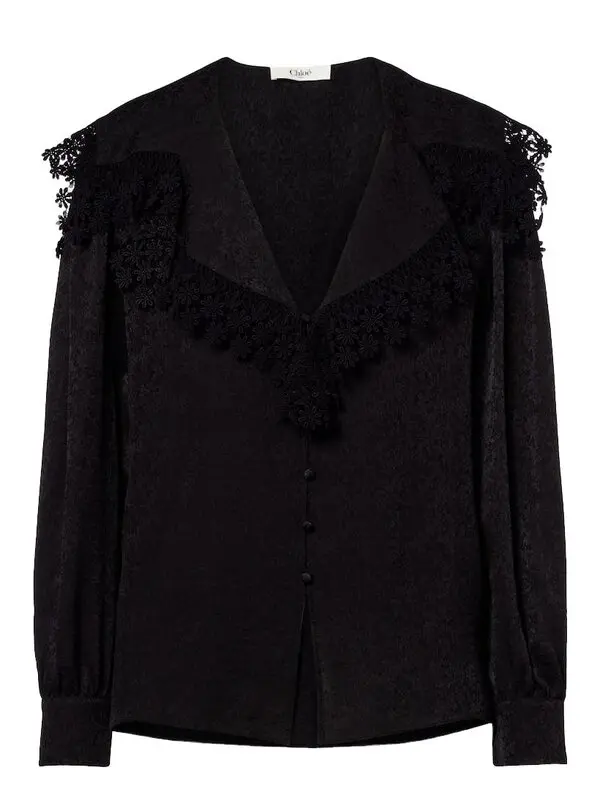 Chloé Embroidered Silk Blouse - Black