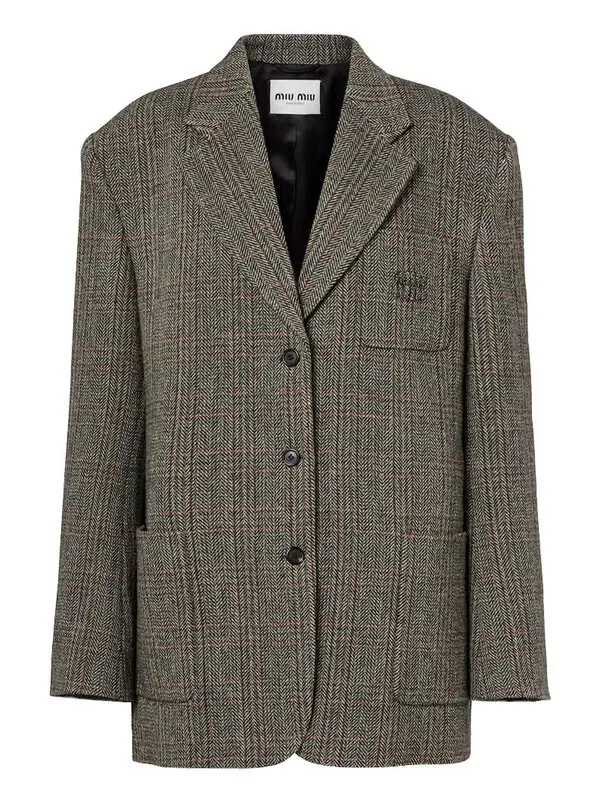 Miu Miu Chevron Virgin Wool Suit Jacket - Grey