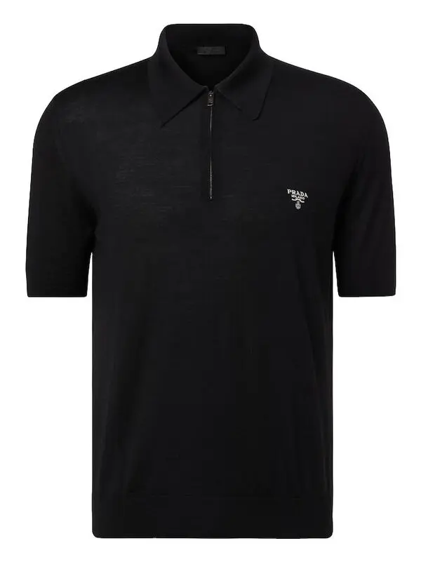 Prada Virgin Wool Polo Shirt - Black