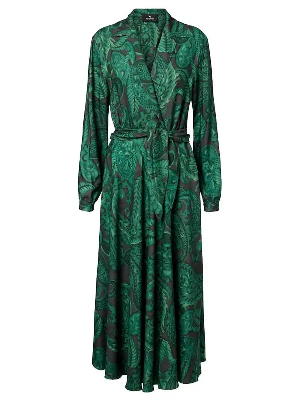 Etro Belted Midi Wrap Dress - Green