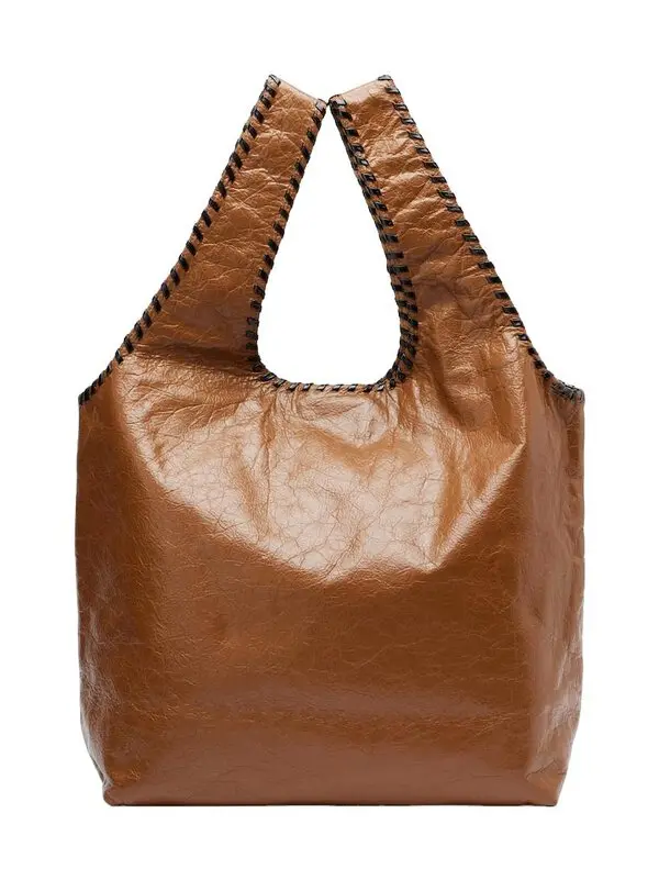 Dries Van Noten Leather Tote Bag - Brown