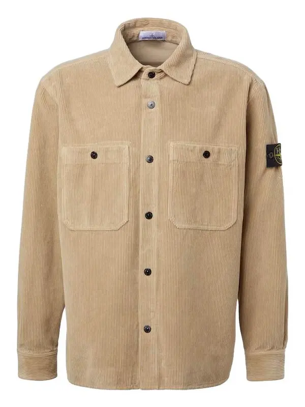 Stone Island Compass Cotton Corduroy Overshirt - Beige