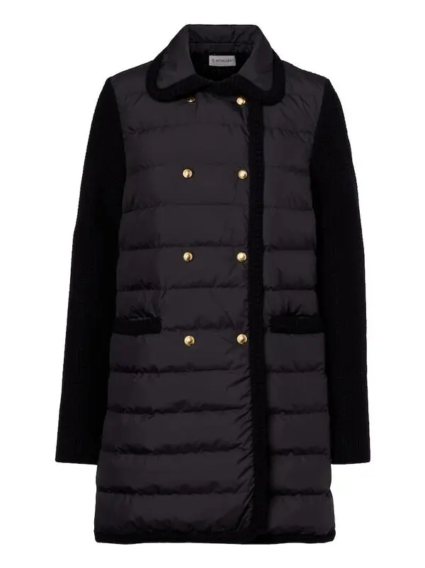 Moncler Down-paneled Wool And Cashmere Jacket - Black