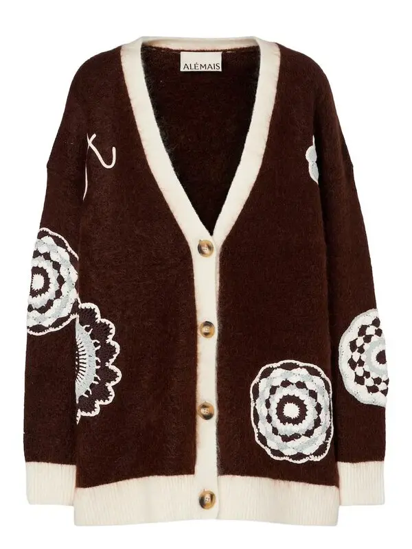 ALEMAIS Alémais Crochet-trimmed Cardigan - Brown