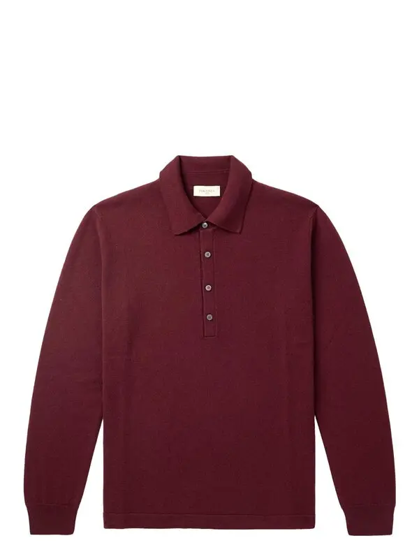 PIACENZA CASHMERE 1733 Slim-fit Cashmere Polo Shirt - Burgundy