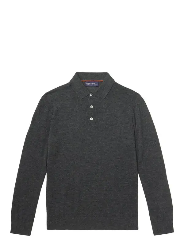 N.peal Stanley Tucci Cashmere And Silk-blend Polo Sweater - Gray