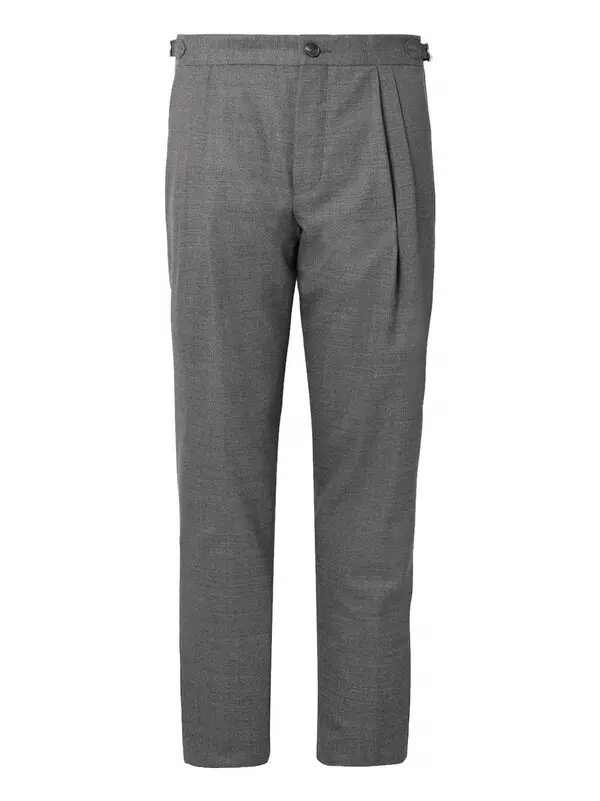 Mr P. Steve Pleated Wool Tapered Trousers - Gray