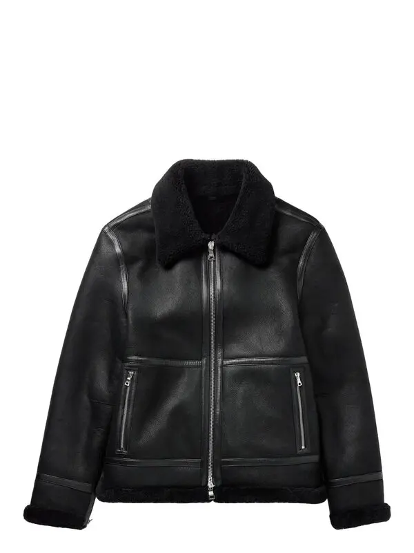 Mr P. Shearling Aviator Jacket - Black