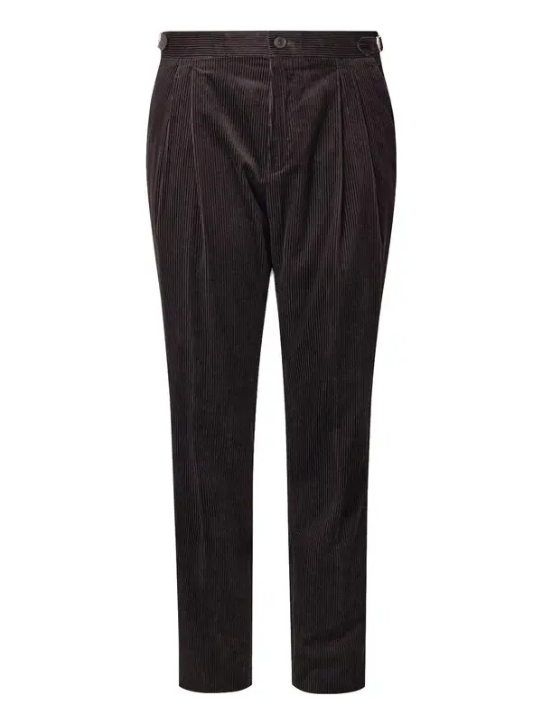 Mr P. Tapered Cotton And Cashmere-blend Corduroy Tuxedo Trousers - Brown