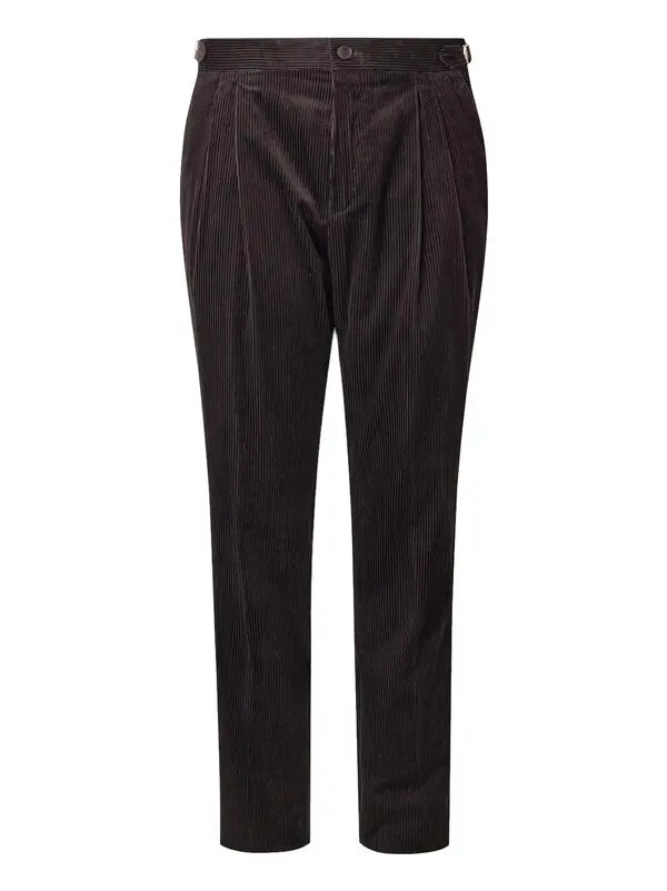 Mr P. Tapered Cotton And Cashmere-blend Corduroy Tuxedo Trousers - Brown