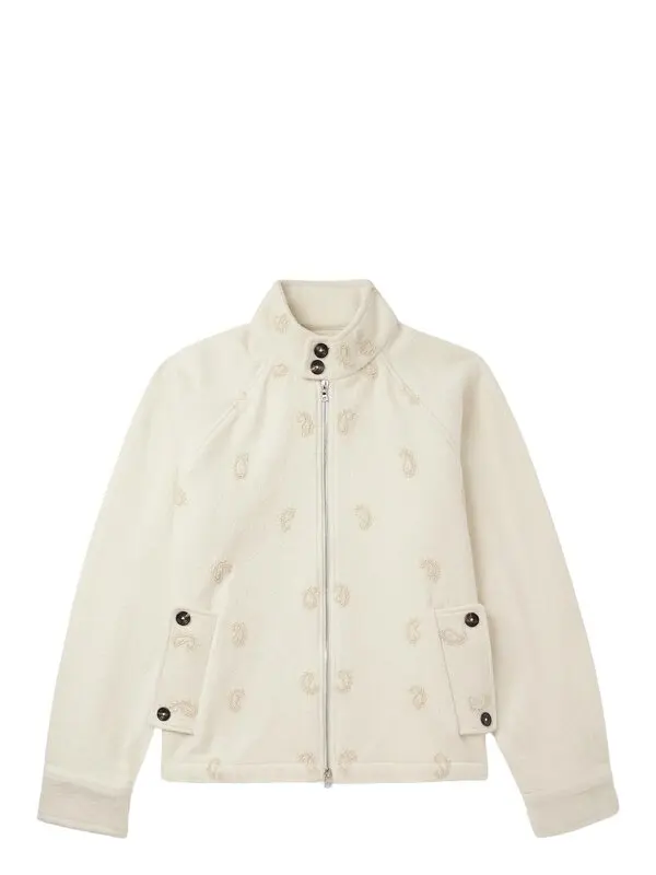 KARTIK RESEARCH Embellished Wool Harrington Jacket - Neutrals