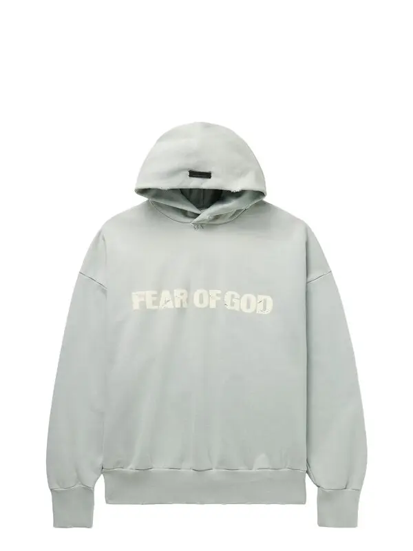Fear Of God Heaven Distressed Logo-print Hoodie - Gray