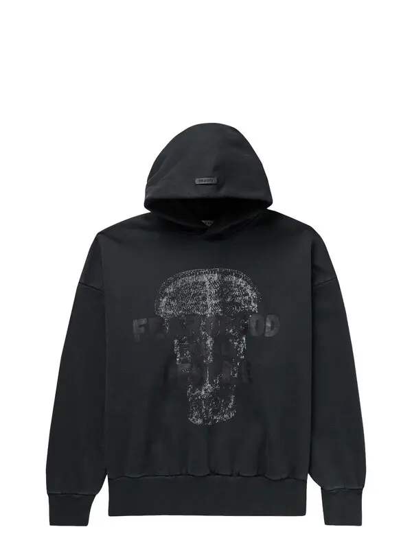 Fear Of God Printed Cotton-jersey Hoodie - Black