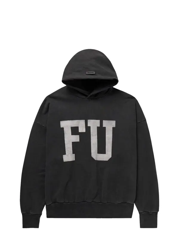 Fear Of God Printed Cotton-jersey Hoodie - Black