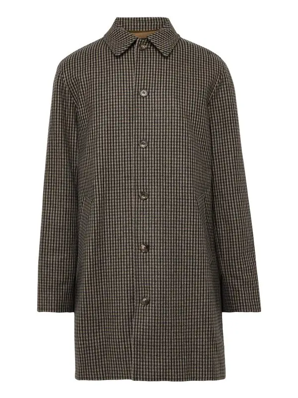 A.p.c. Mac Paul Houndstooth Wool-blend Coat - Brown
