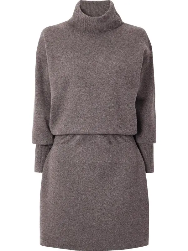 Veronica Beard Cassidy Merino Wool And Cashmere-blend Turtleneck Mini Dress - Gray