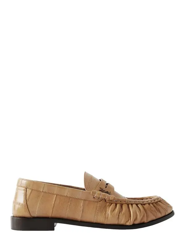 Saint Laurent Le Loafer Eel Loafers - Neutrals