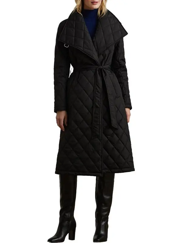 Ralph Lauren Quilted Long Wrap Jacket - Black