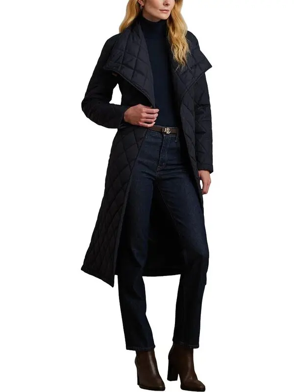 Ralph Lauren Quilted Long Wrap Jacket - Dark Navy