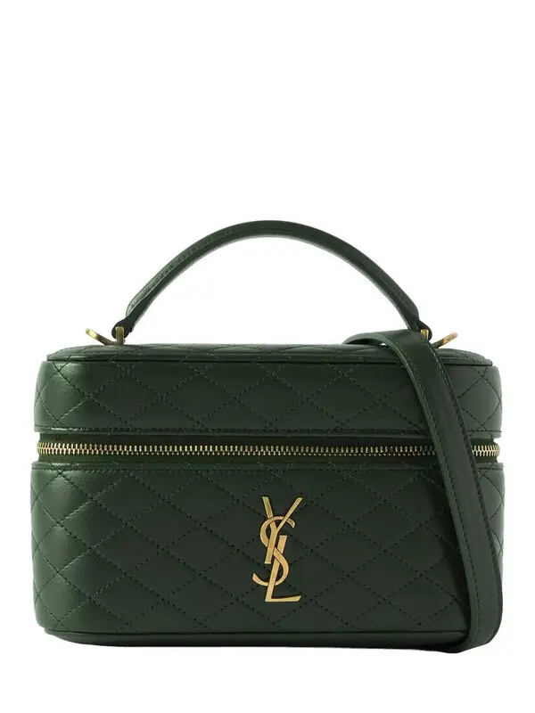 Saint Laurent Gaby Vanity Mini Quilted Leather Shoulder Bag - Green