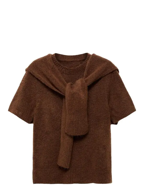 Mango Leire Tie-neck Sweater - Brown