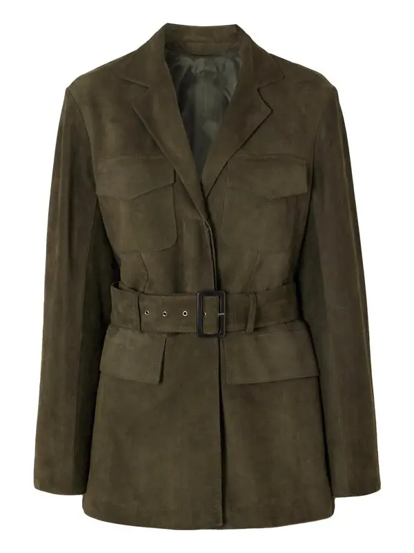 Purdey Wilton Belted Suede Jacket - Green