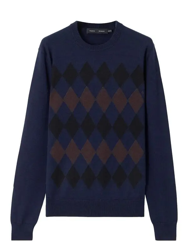 Proenza Schouler Argyle Wool And Silk-blend Sweater - Blue