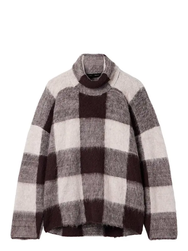 Proenza Schouler Kai Checked Brushed Knitted Turtleneck Sweater - Brown