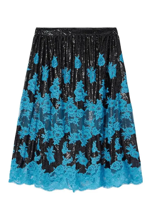 Rabanne Lace-trimmed Chainmail Midi Skirt - Multi