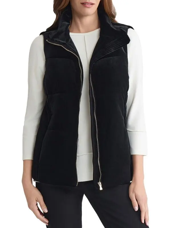 Jones New York Velvet Zip-up Vest - Jones Black